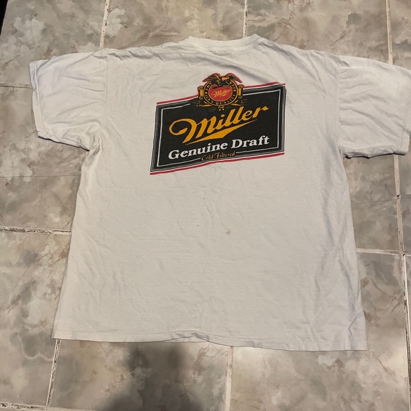 Shirts | Vintage Miller Lite Tee Mens White Genuine Draft Distressed Sz ...